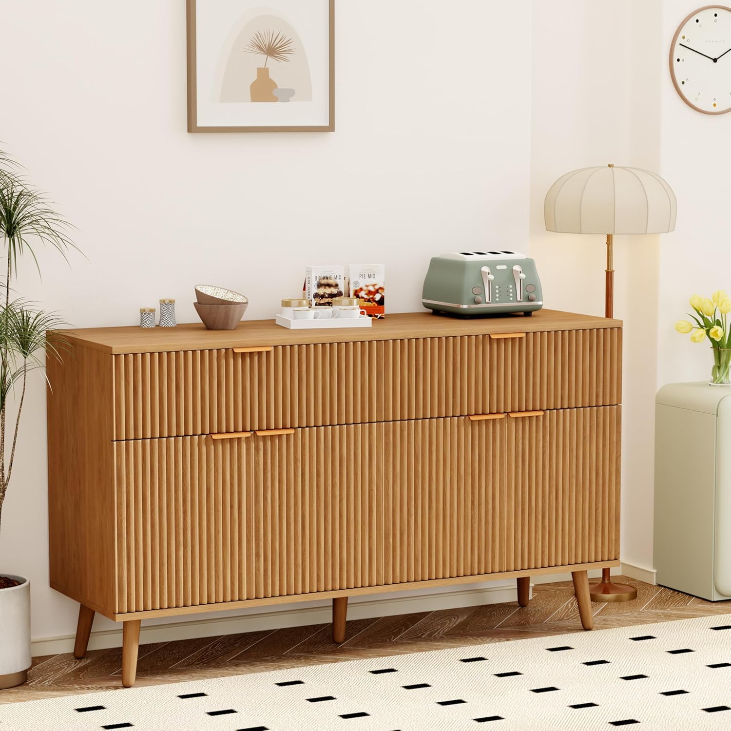 Buffet Cabinet with Storage Farmhouse Sideboard with Adjustable Shelves ...