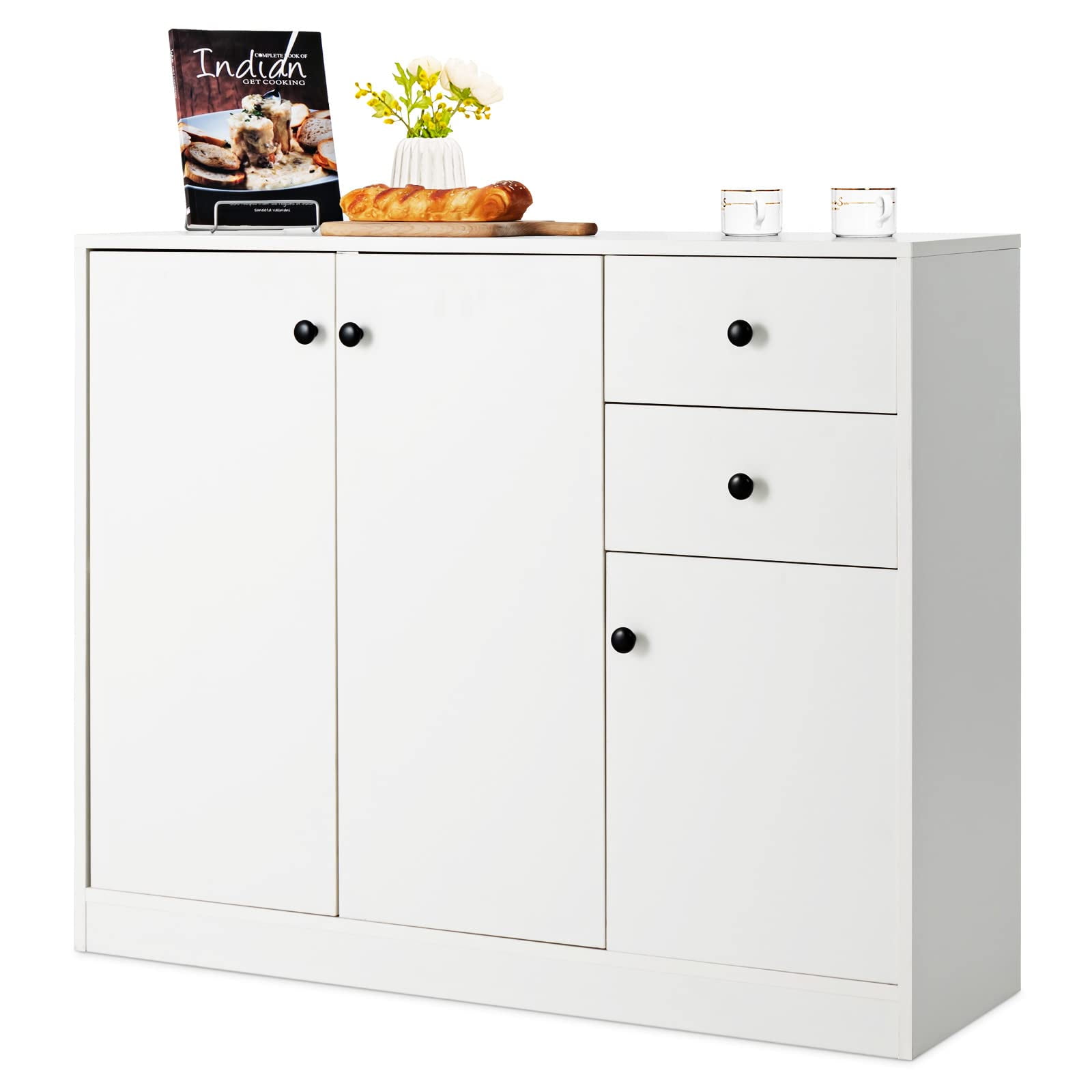 Buffet Cabinet with Storage - Kitchen Sideboard with 2 Drawers, 3-Door ...