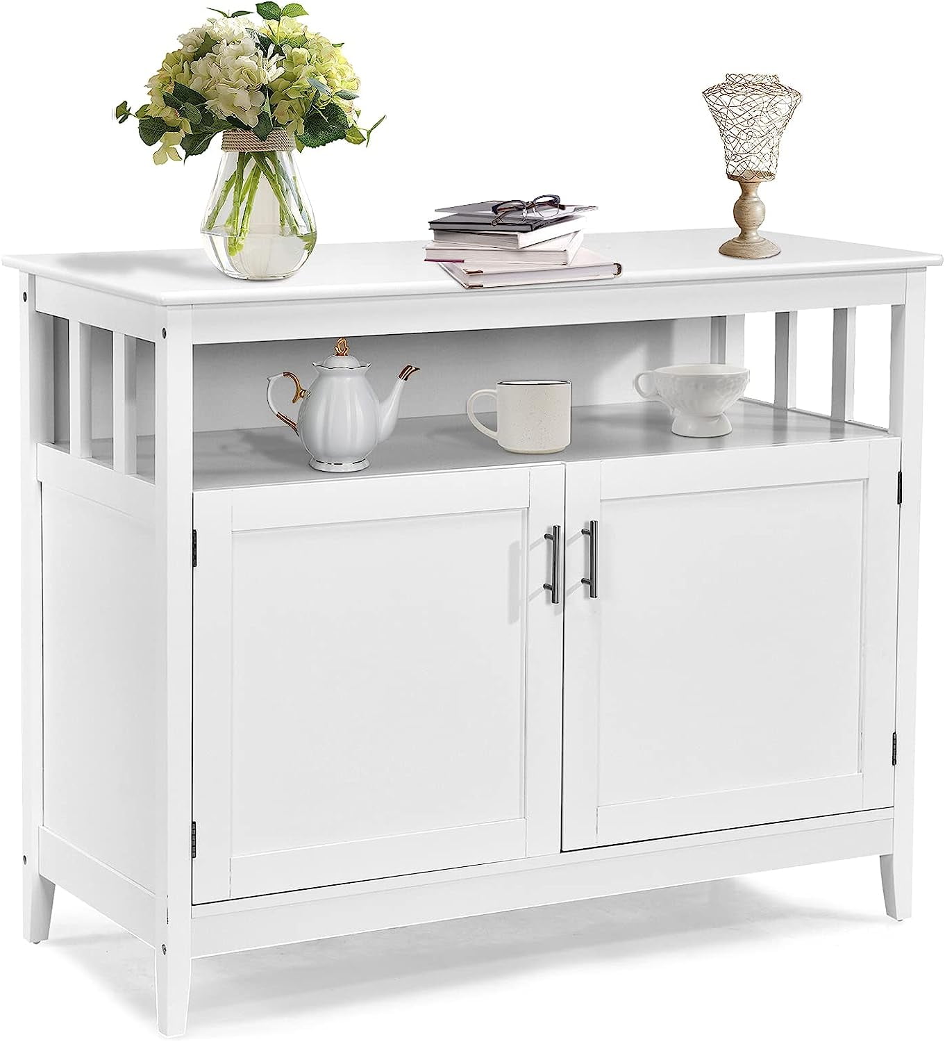 Buffet Cabinet with Storage, Kitchen Sideboard w/ 45” Open Shelf ...