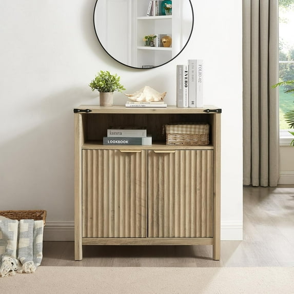 Buffet Cabinet with Storage - Modern Farmhouse Rustic 32 Fluted ...