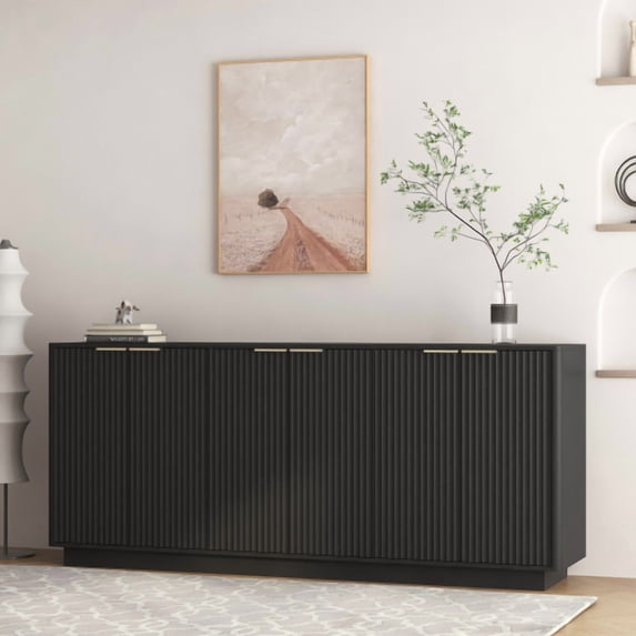 Buffet Cabinet with Storage, Modern Sideboard with Fluted Panel and ...