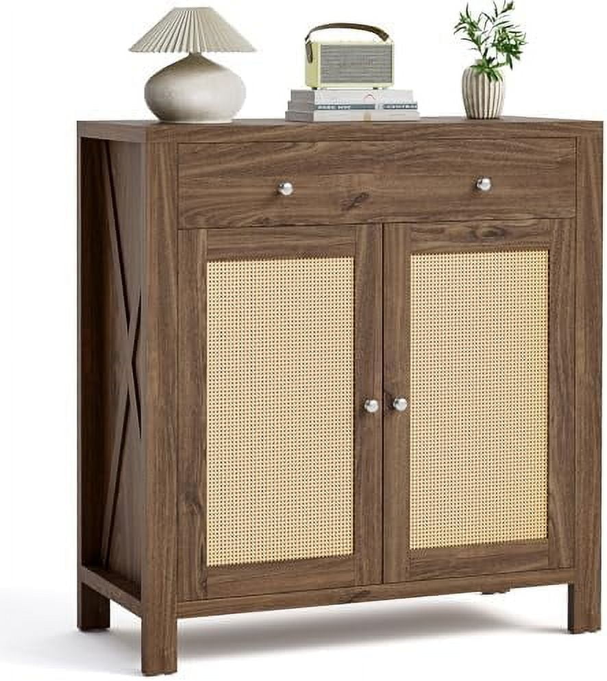 Buffet Cabinet with Storage, Rattan Decor Doors Sideboard Cabinet ...