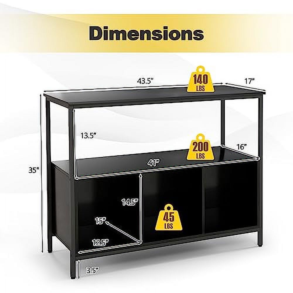 Buffet Cabinet with Storage, Sideboard with 1 Open Shelf & 3 Cubbies ...