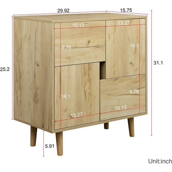 Buffet Cabinet with Storage, Wooden Floor Sideboard with Doors and ...