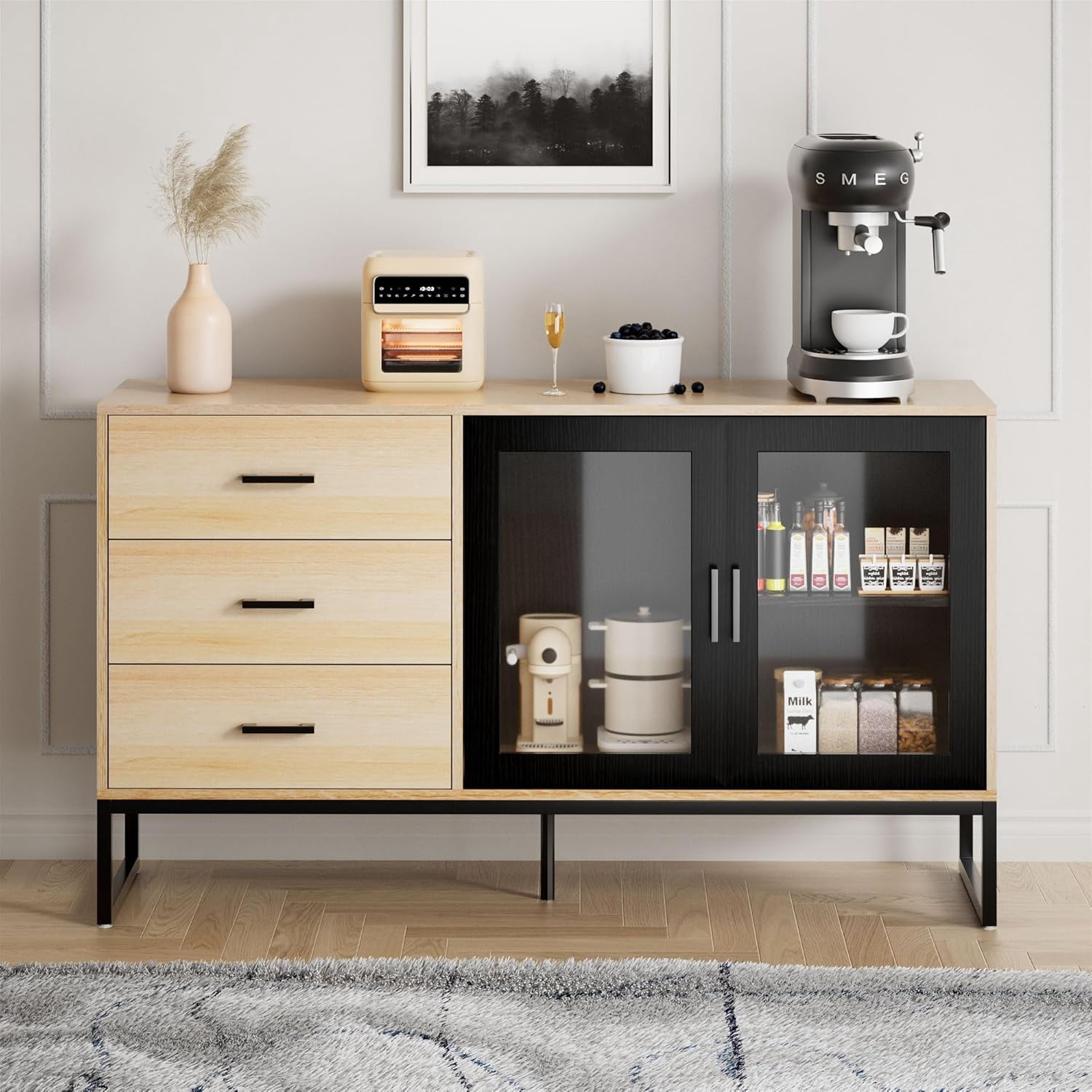 Buffet Cabinet with Storage, 51" Modern Sideboard Coffee Bar Cabinet ...