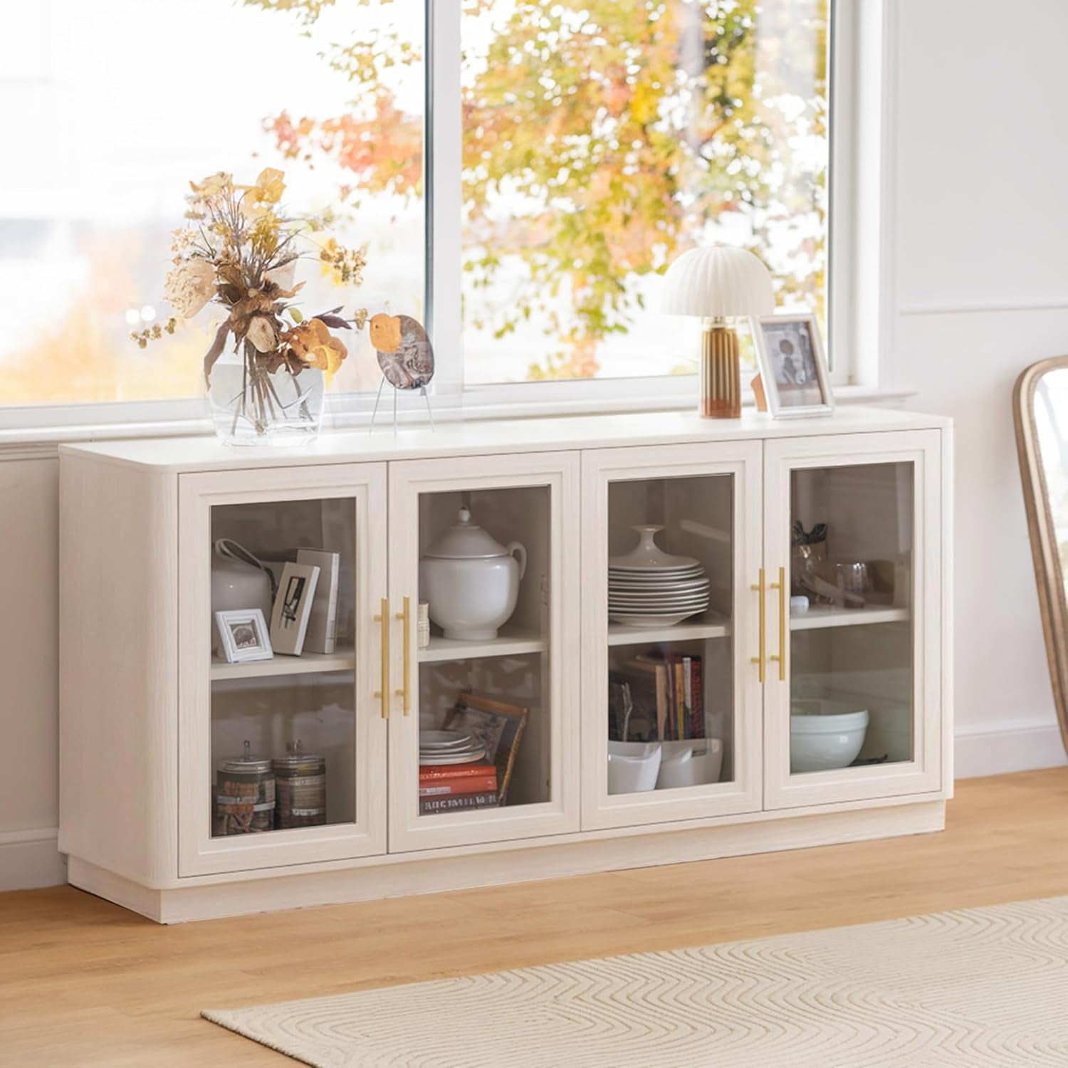 Buffet Cabinet with Storage,63" Large Sideboard,Kitchen Storage with 4 ...