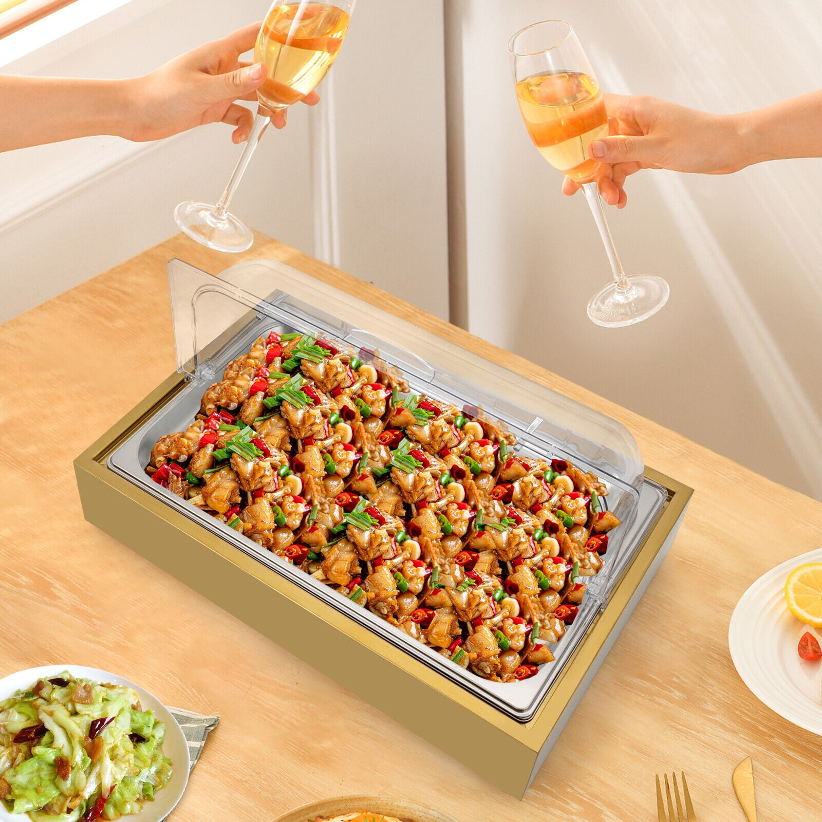 Buffet Cold Serving Display Tray Cooling Food Dishes Display Plate Case ...