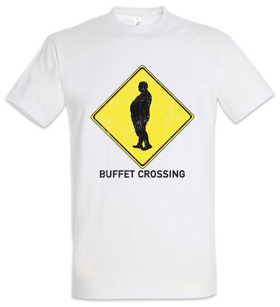 Buffet Crossing Sign T-Shirt Fun Chubby Pride fat large big heavy plump ...