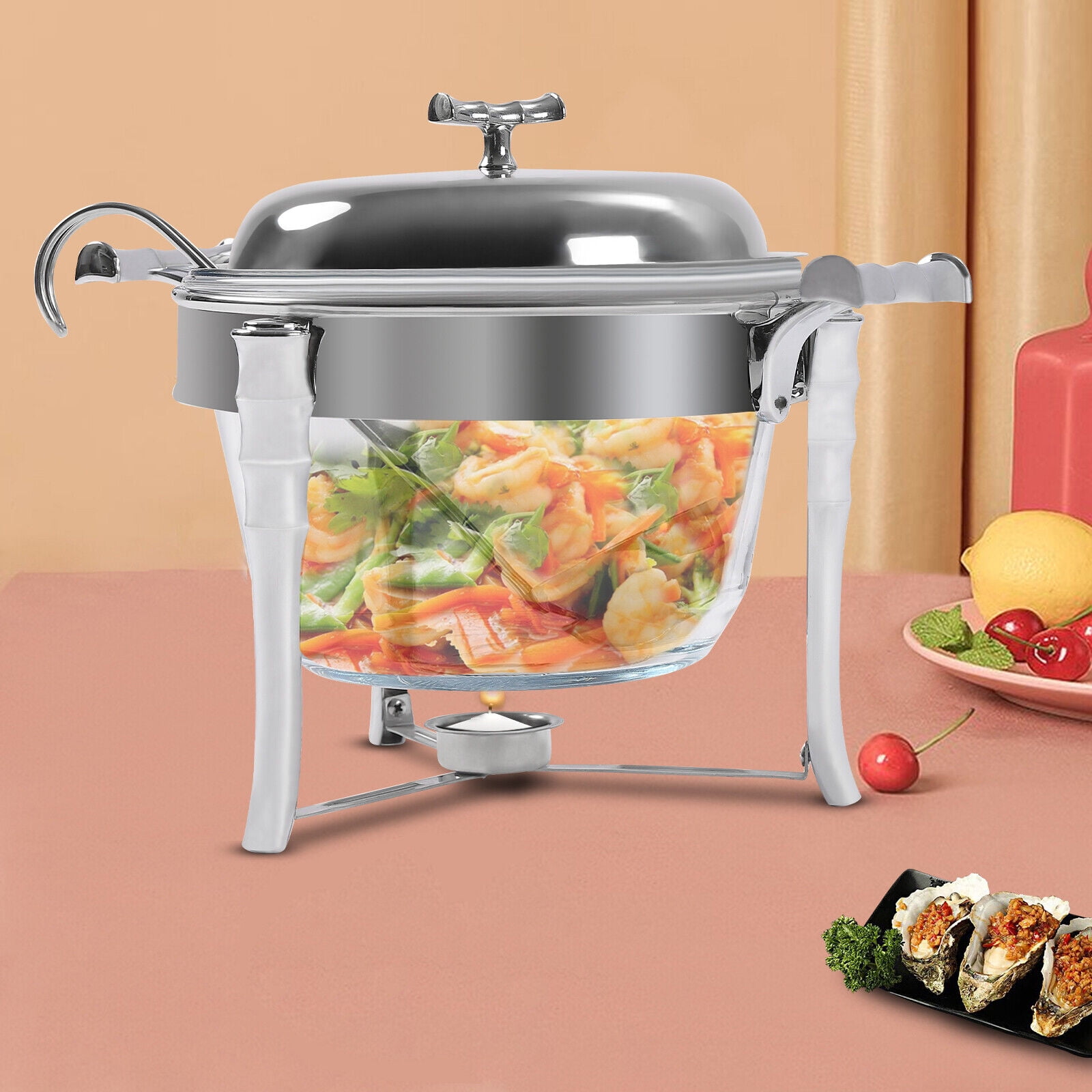 Buffet Dining Stove 4Qt Chafing Dish Food Warmer Stainless Steel with ...
