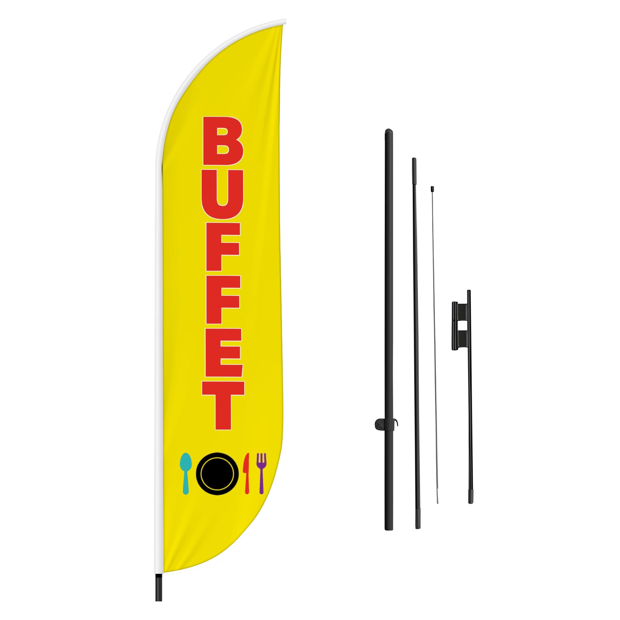 Buffet Feather Flag(11.5feetX2.5feet) by DreamController | Outdoor ...