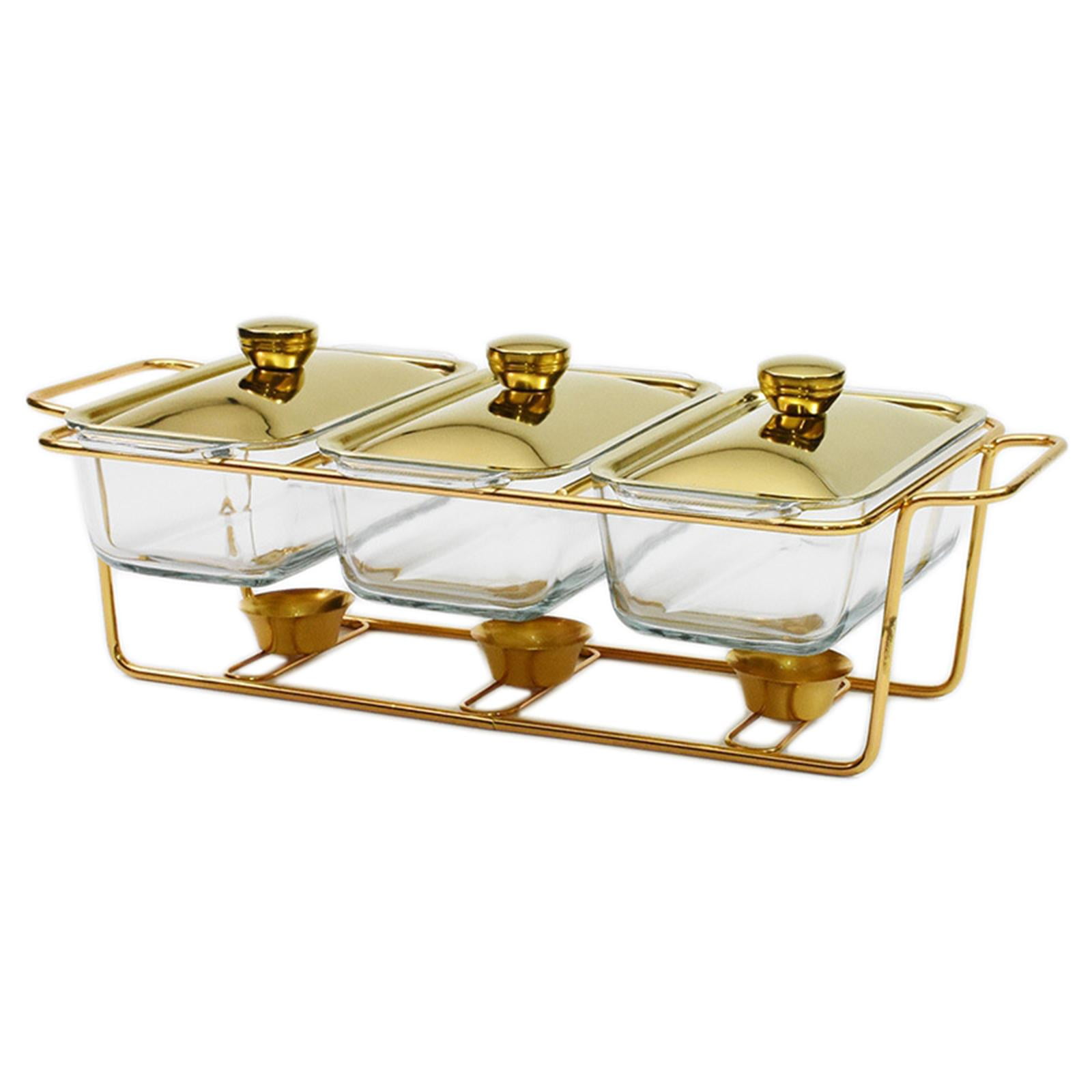 Buffet Food Warmer Food Warmers Trays 3 Grids 1.3L/1.5L Metal Rack ...