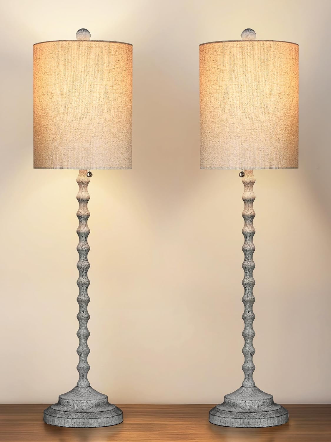 Buffet Lamps Set of 2, 30" Tall Table Lamps for Living Room, Rustic ...