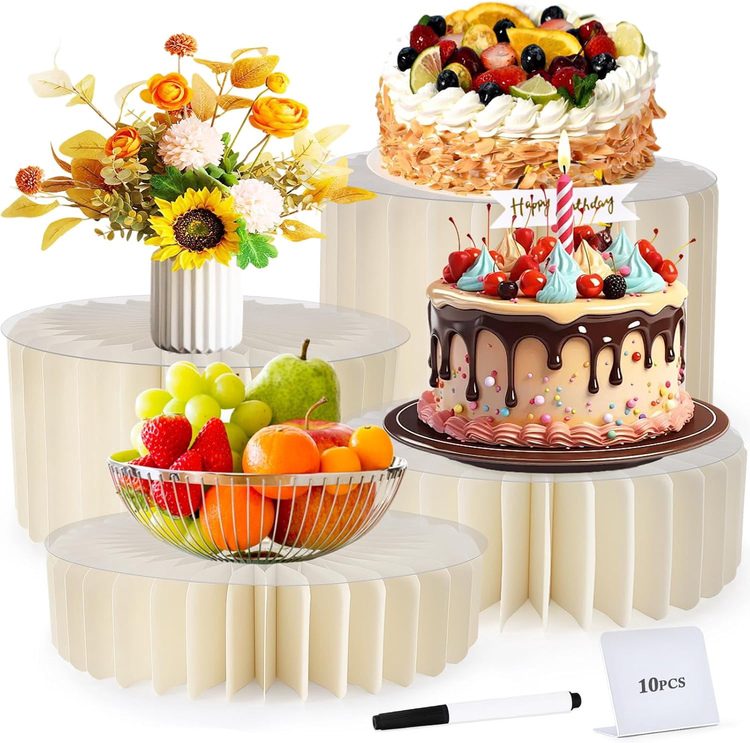 Buffet Risers, 11.8in Large Foldable Display Stand Risers for Buffet ...