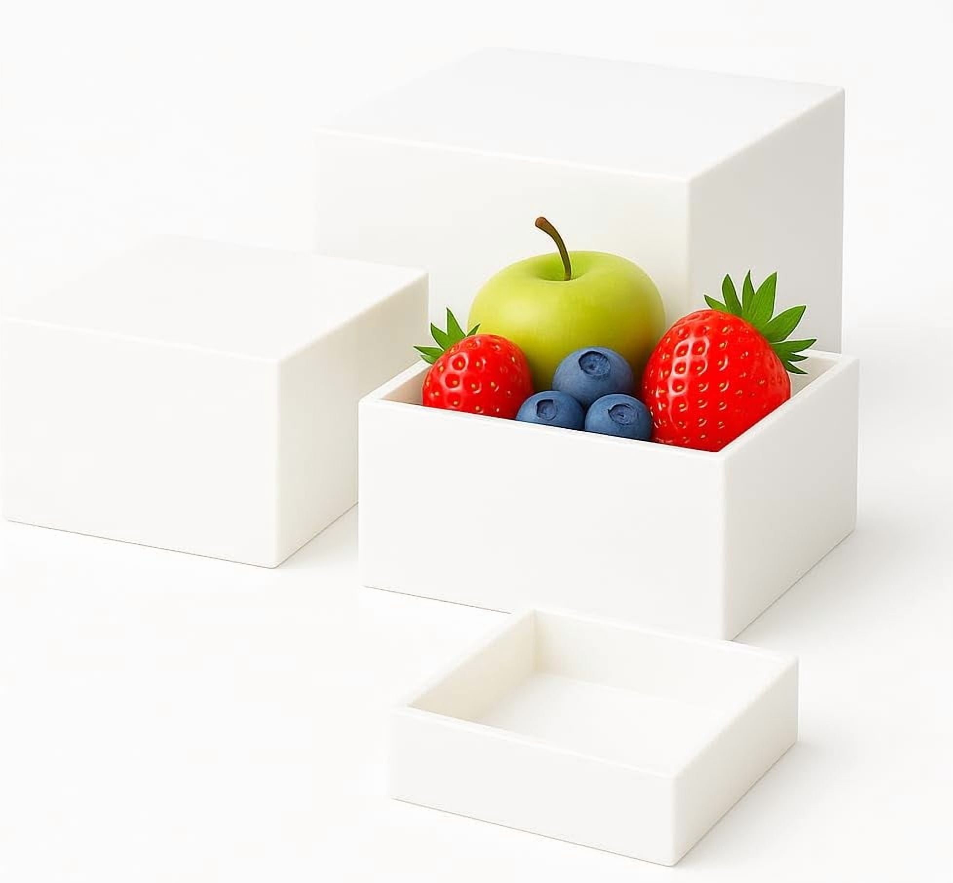 Buffet Risers 4-Pack – White Acrylic Cube Display Stands, Seamless ...