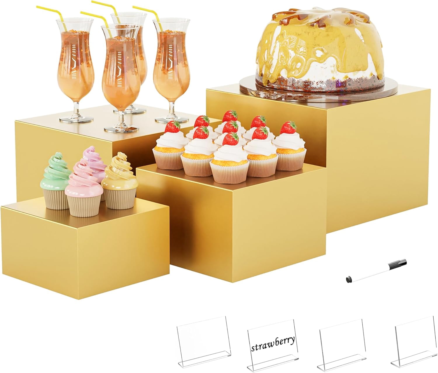 Buffet Risers,4PCS Risers for Buffet Table 5in to 8in Display Stand ...