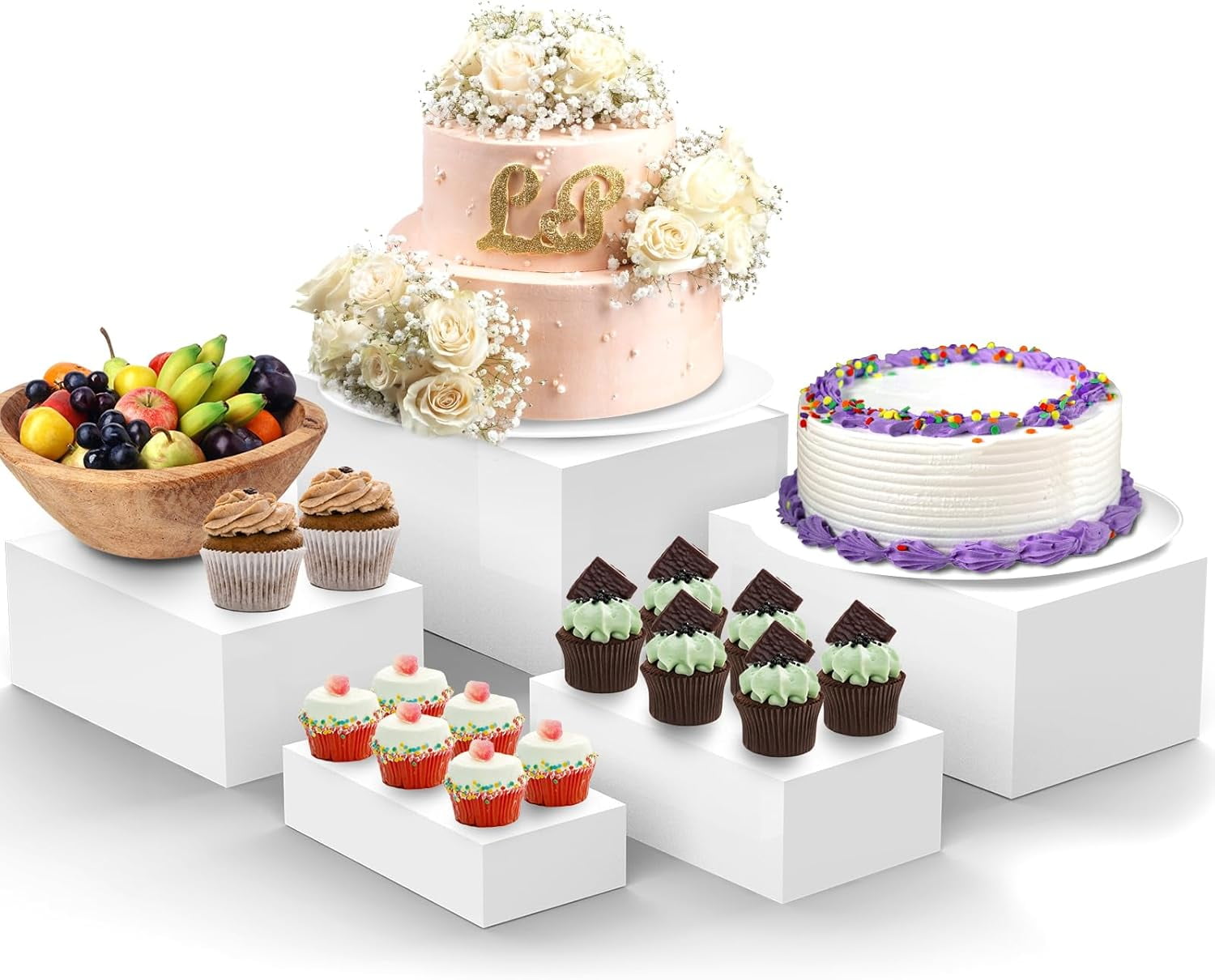 Buffet Risers, 5PCS Risers Display Stands for Buffet Table, Acrylic ...