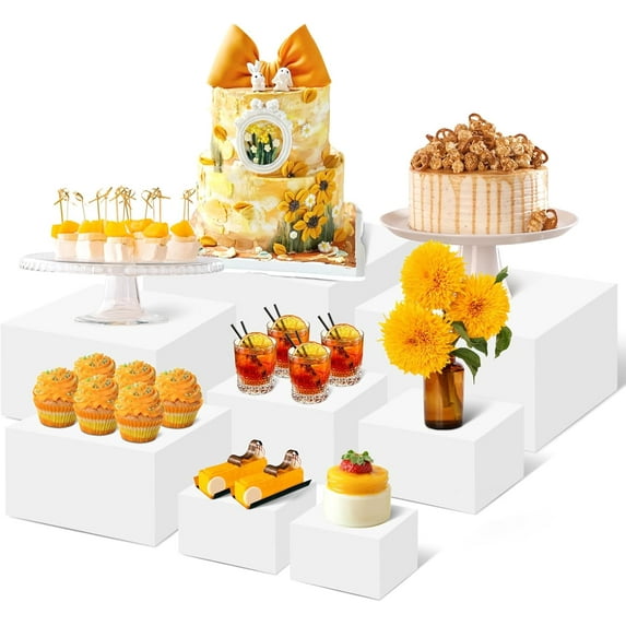 Buffet Risers, 8 count Large White Risers, Dessert Table Display Set ...
