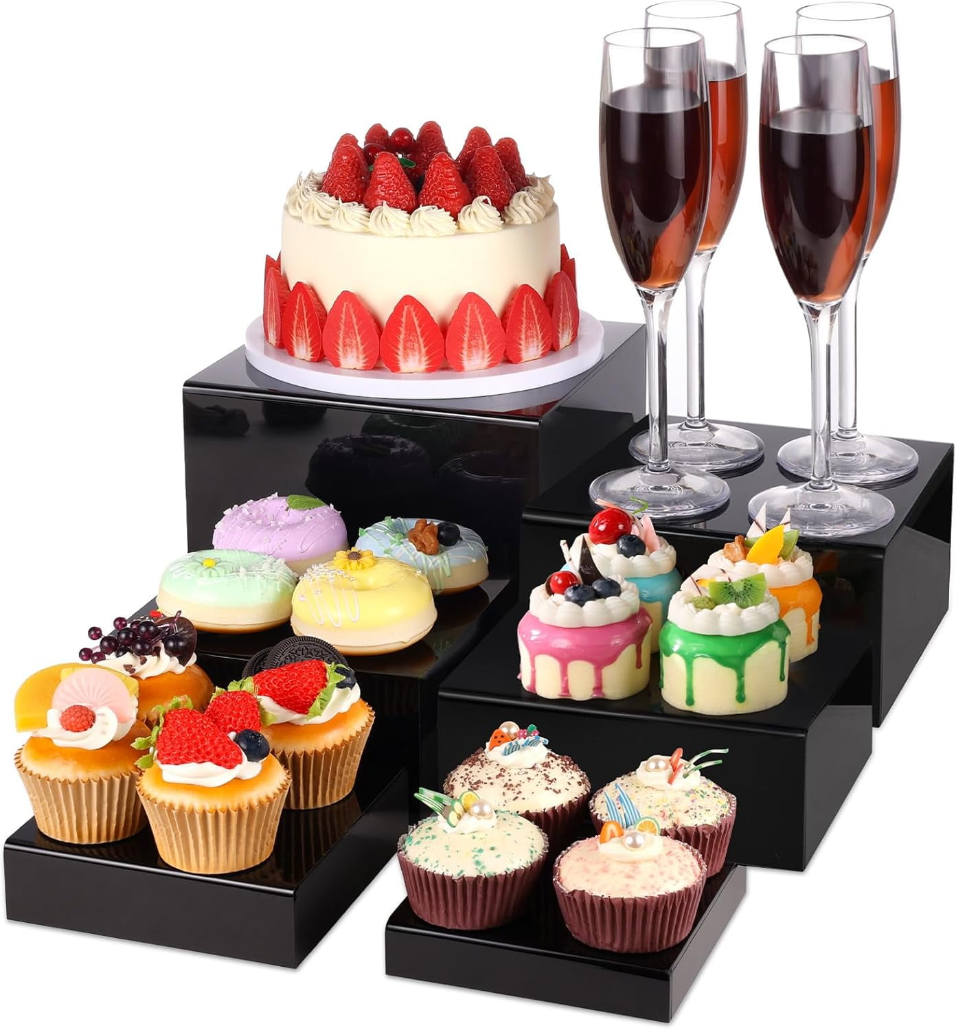 Buffet Risers Black Food Risers for Buffet Table, Acrylic Food Display ...