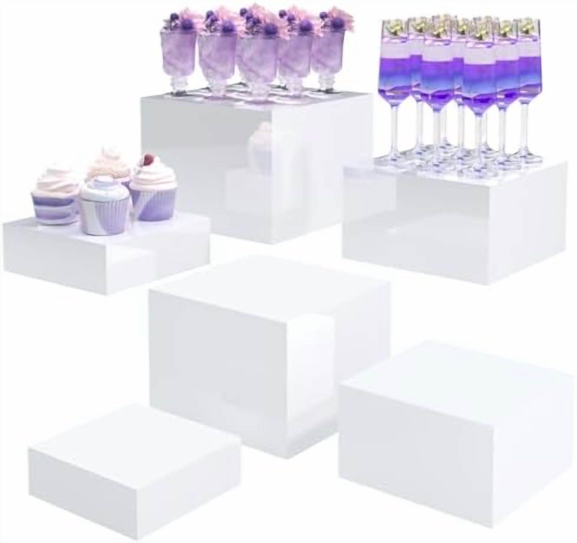 Buffet Risers, Food Display Risers for Party, Crystal Clear Acrylic ...