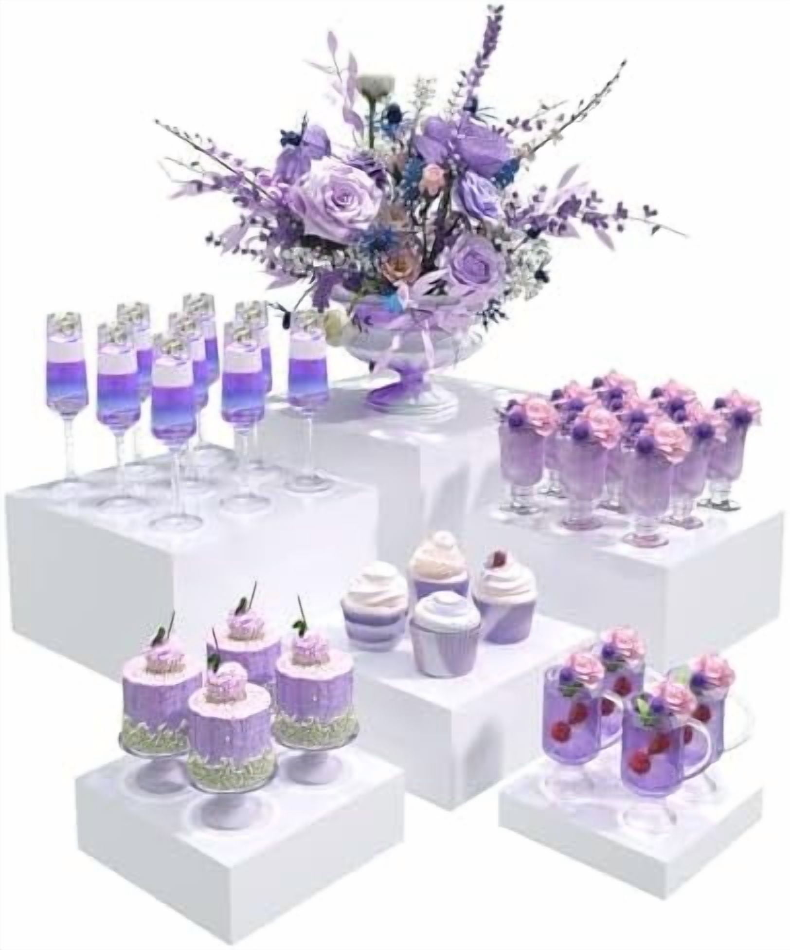 Buffet Risers, Food Display Risers for Party, White Acrylic Risers ...