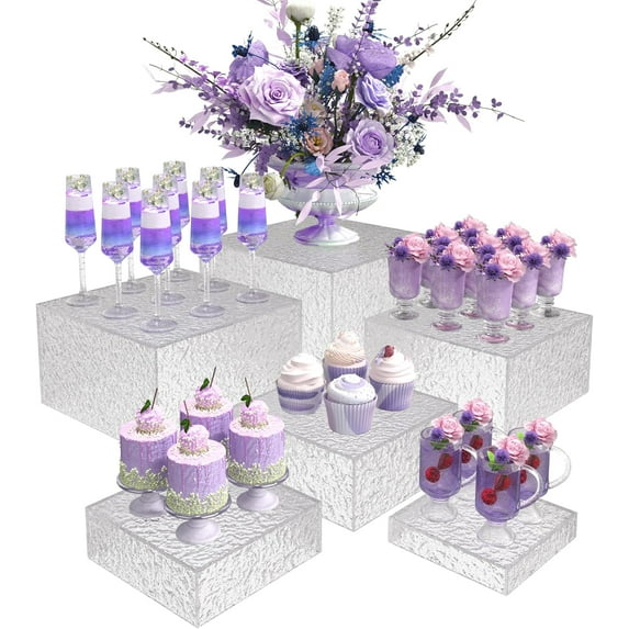 Buffet Risers, Food Display Risers for Party, White Acrylic Risers ...