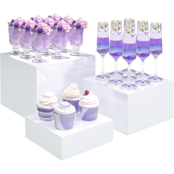 Buffet Risers, Food Display Risers for Party, White Acrylic Risers ...