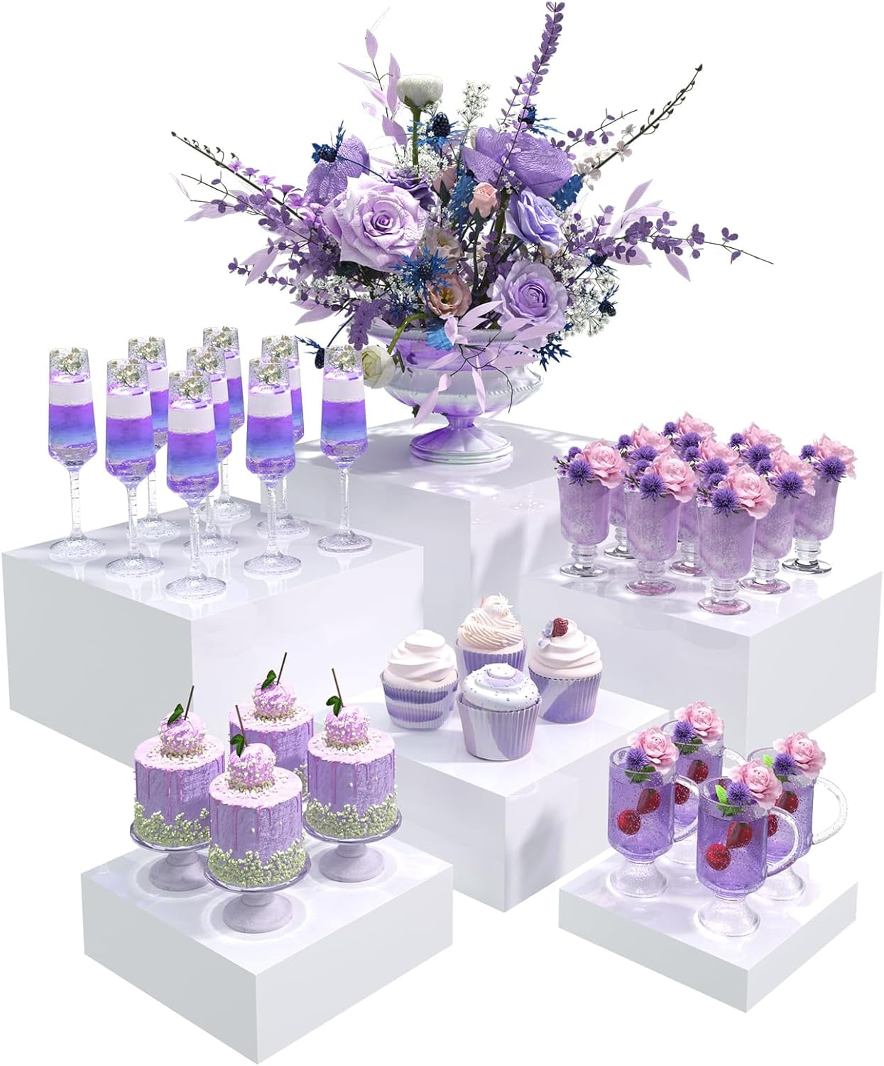 Buffet Risers, Food Display Risers for Party, White Acrylic Risers ...