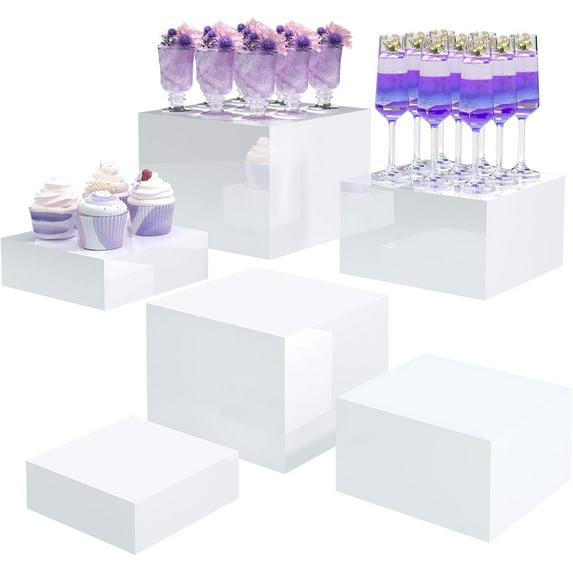 Buffet Risers, Food Display Risers for Party, White Acrylic Risers ...