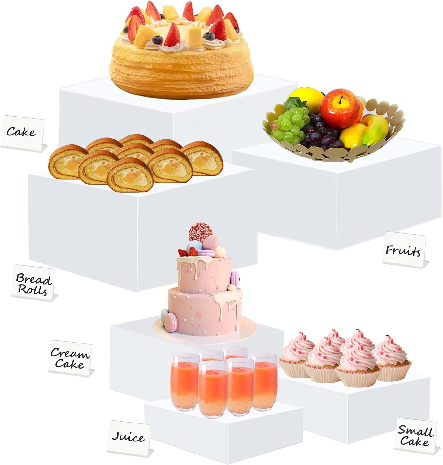 Buffet Risers, Food Risers for Buffet Table, 8PCS White Risers for ...