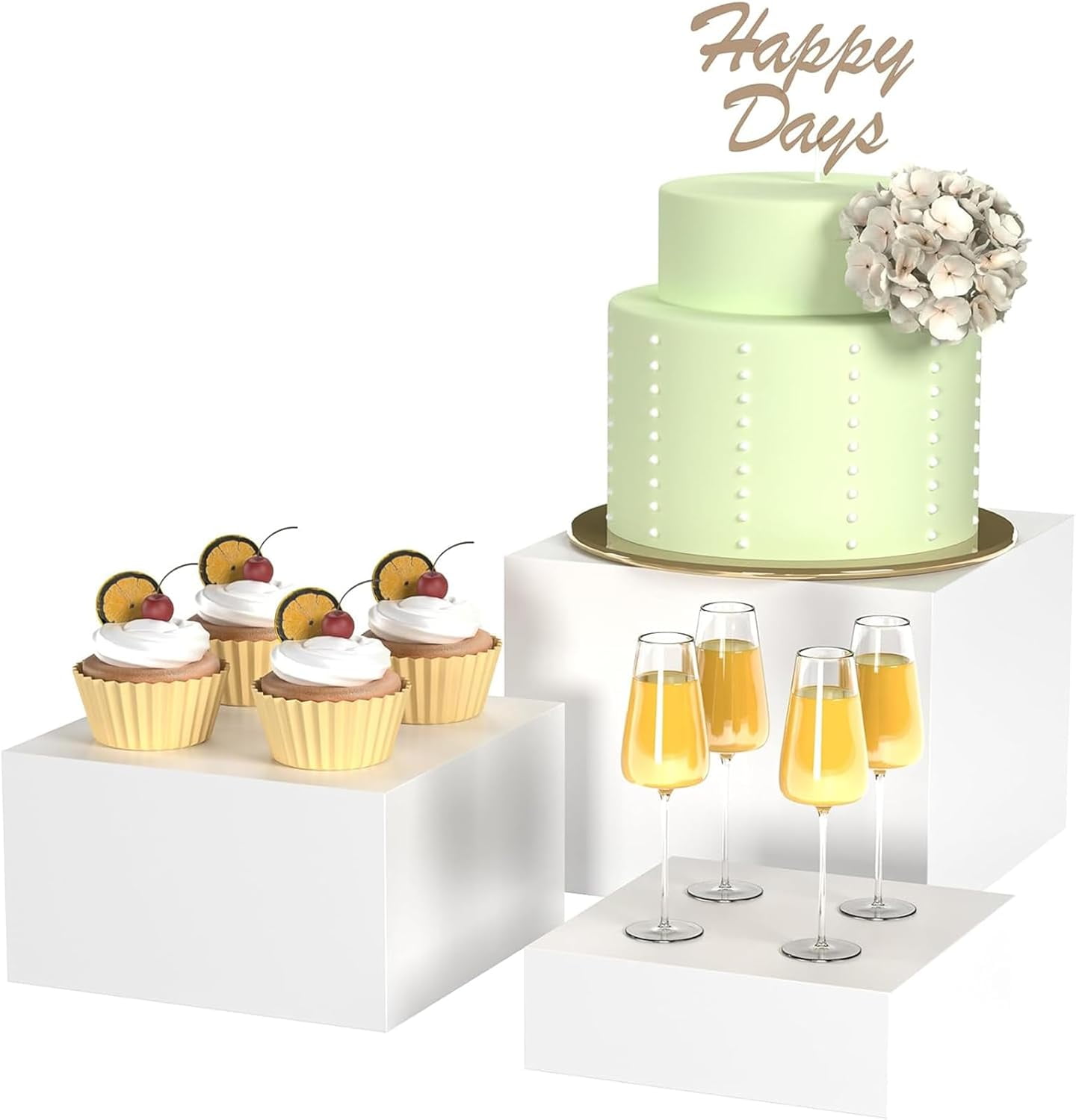 Buffet Risers, White Acrylic Cube for Buffet Table, Display Stand Shelf ...