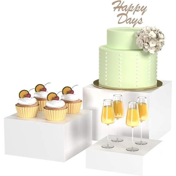 Buffet Risers, White Cube for Buffet Table, Display Stand Shelf for ...