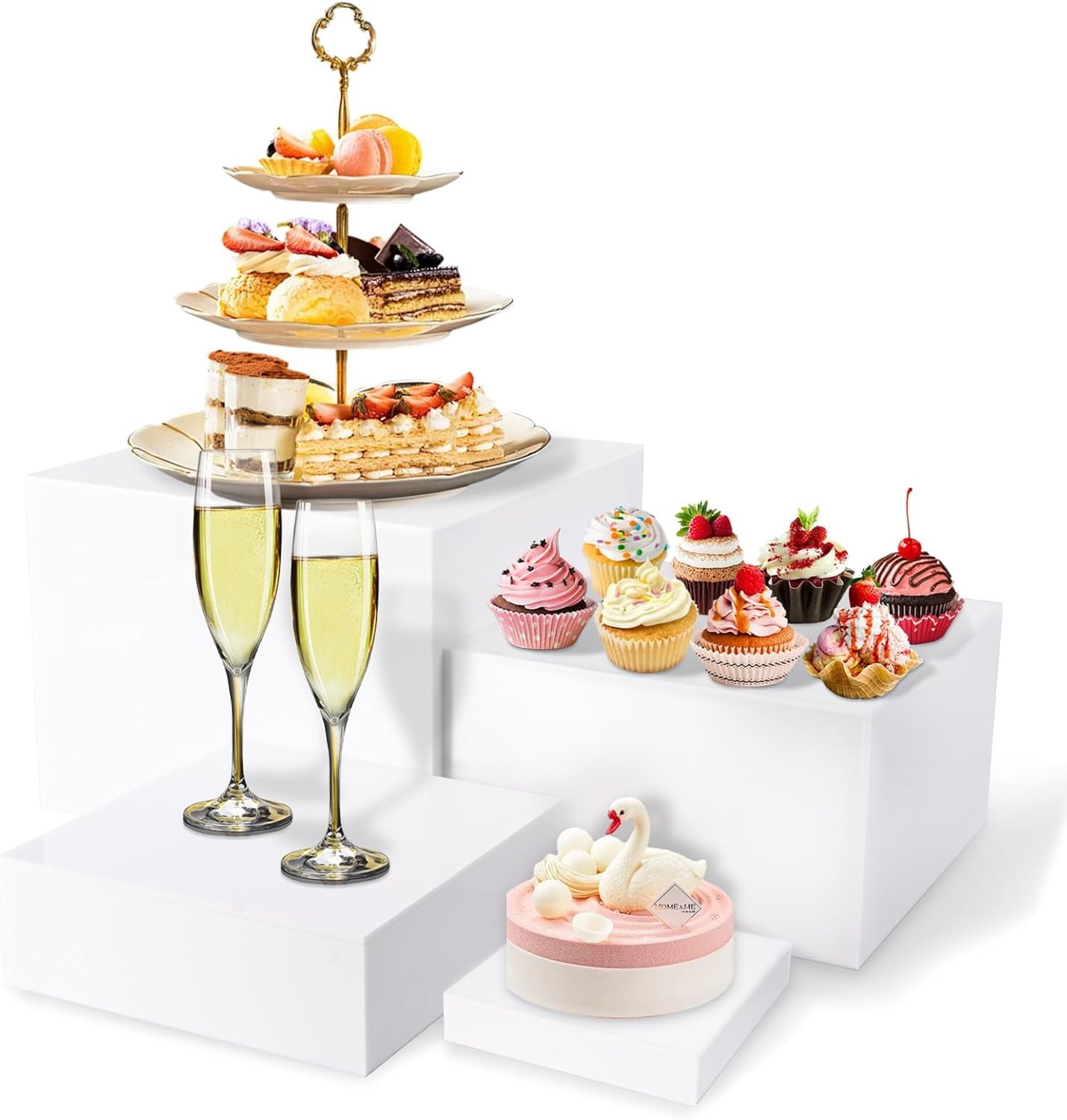 Buffet Risers White Food Risers for Buffet Table, Acrylic Food Display ...