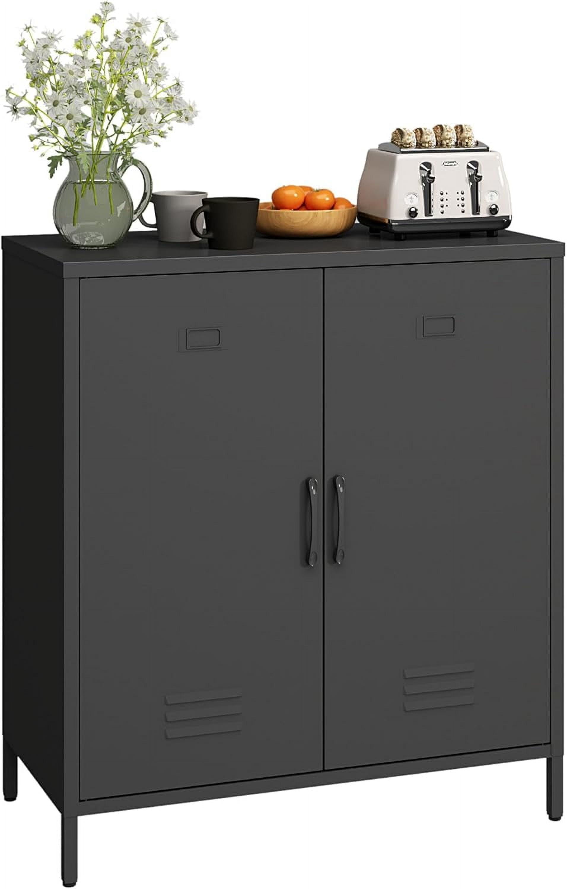 Buffet Sideboard Cabinet with 2 Door Metal Storage Cabinet Steel ...