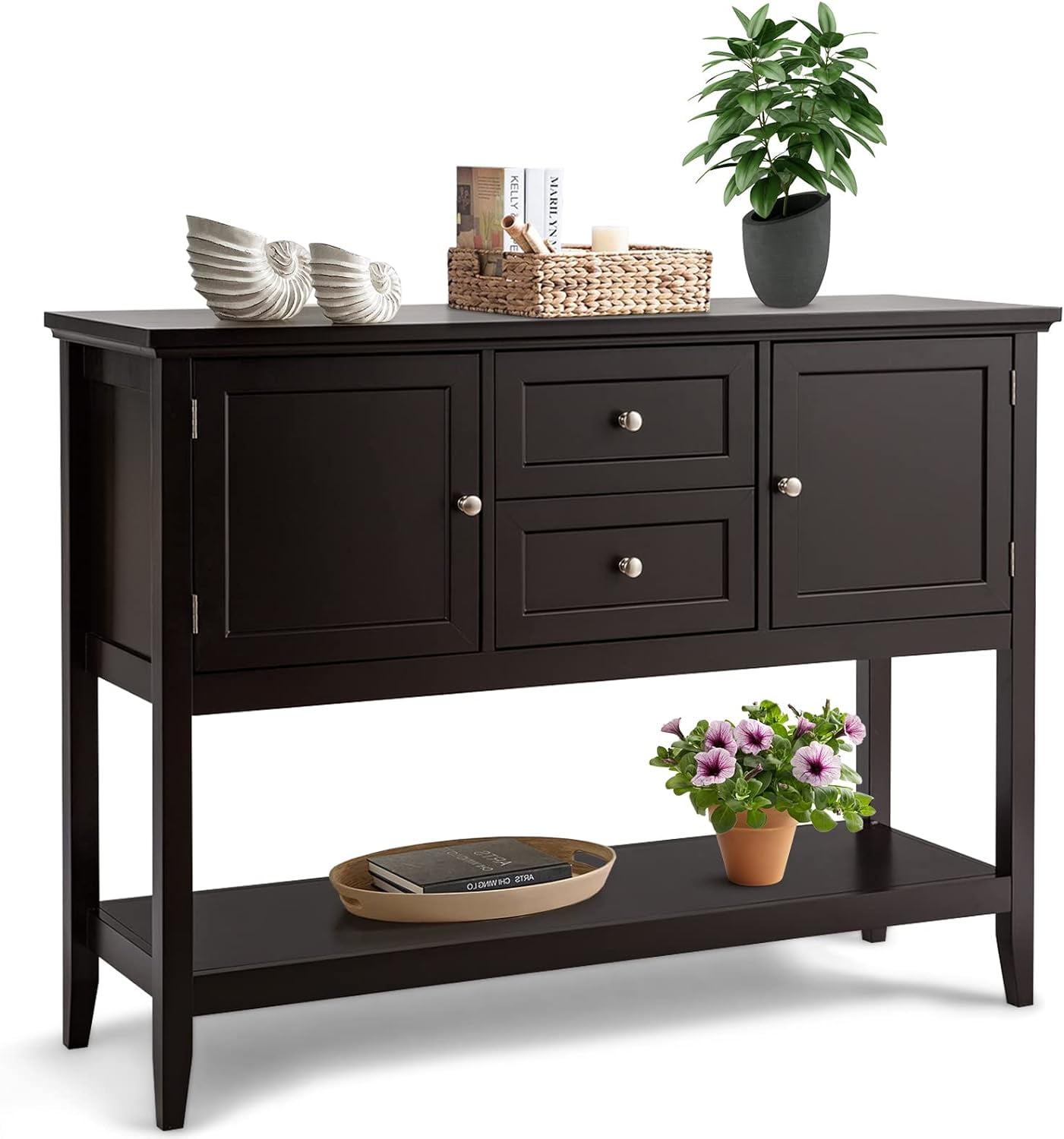 Buffet Sideboard Solid Wood Storage Cabinet Console Cabinet with 2 ...