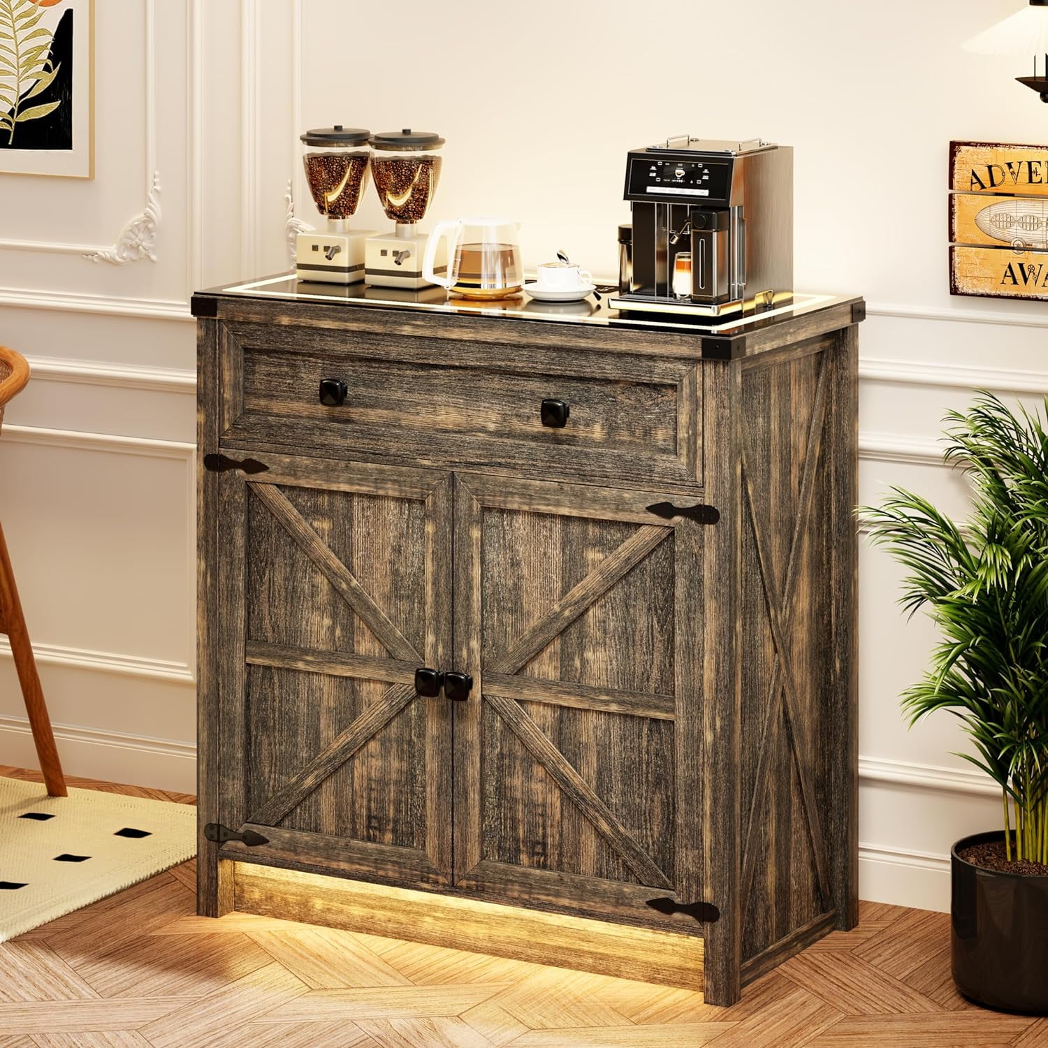 Buffet Sideboard with Storage,Farmhouse Coffee Bar Cabinet with Drawers ...