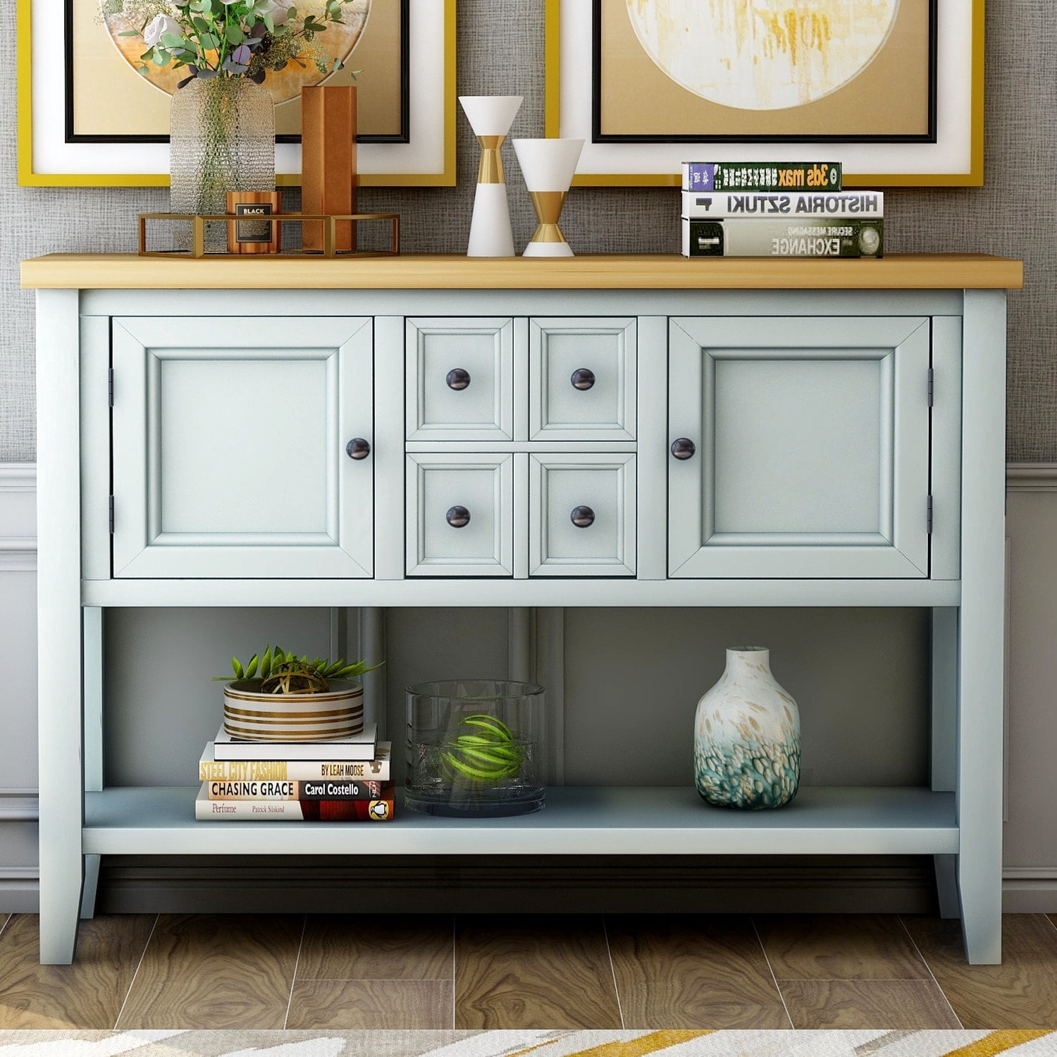 Buffet Sideboard with Bottom Shelf Lime White - Walmart.com