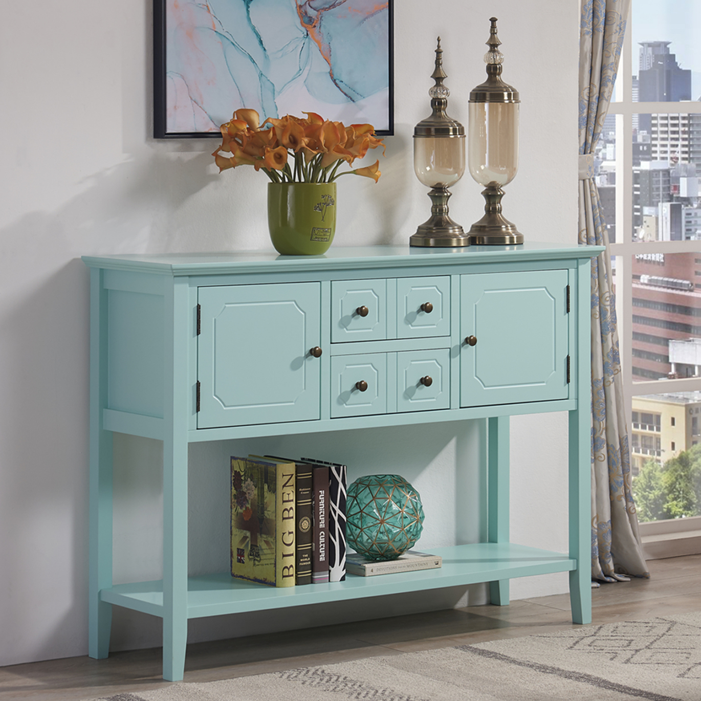 Buffet Storage Cabinet with Doors and Drawers for Kitchen Entryway ...