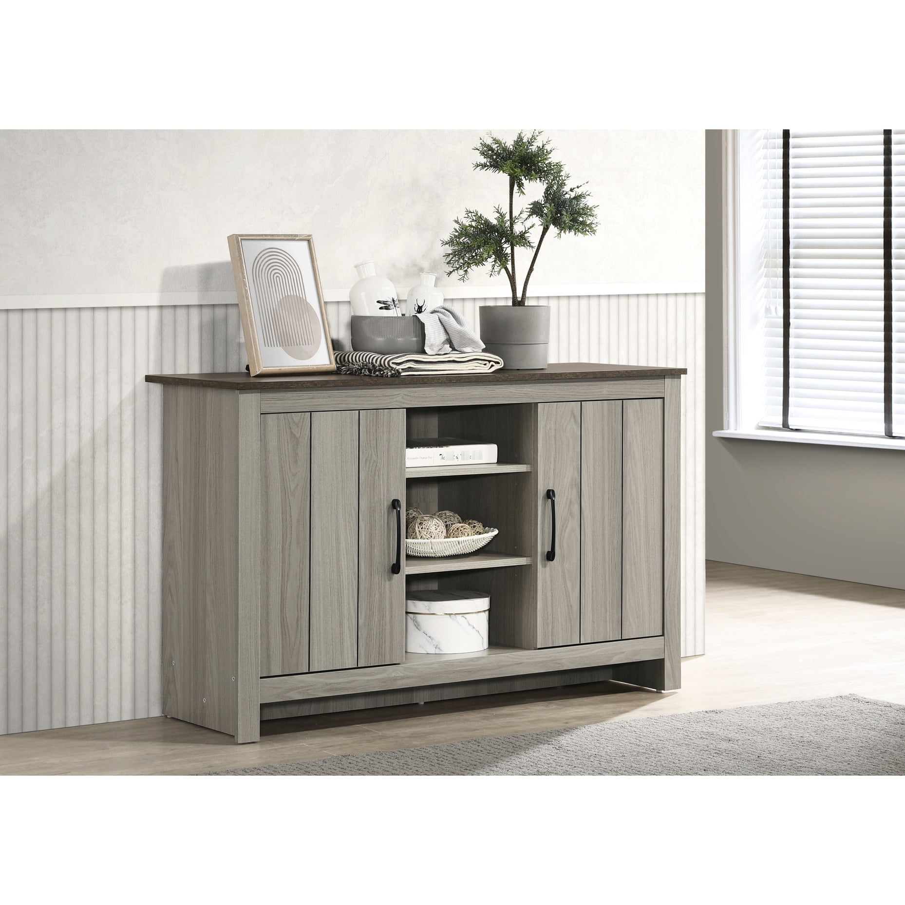 Buffet Table with Cable Cutout - Organize Cords in Entryway - Walmart.com