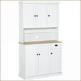 Buffet with Hutch, 71" Modern White Kitchen Storage Cabinet with ...