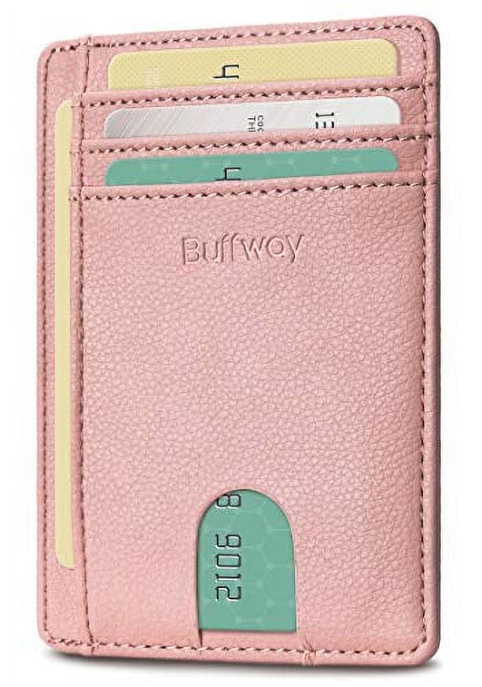 Buffway Slim Minimalist Front Pocket RFID Blocking Leather Wallets for ...
