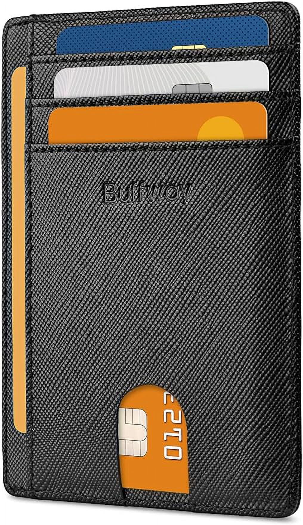 Buffway Slim Minimalist Front Pocket RFID Blocking Leather Wallets for ...