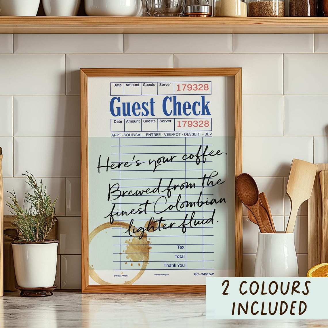 Buffy-Inspired Guest Check Wall Art Coffee Bar Kitchen Decor with ...
