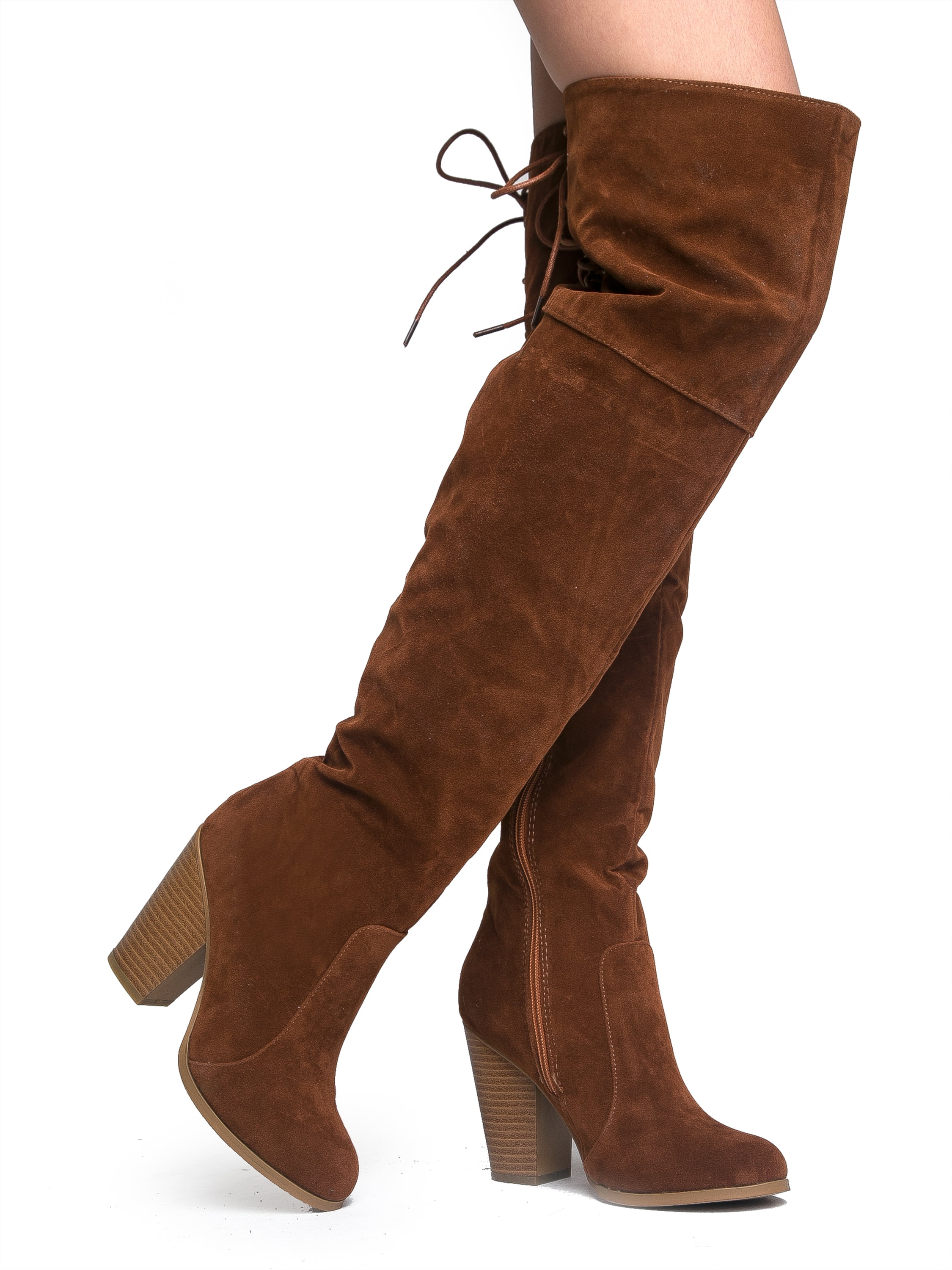 Buffy Over the Knee Thigh High Vegan Leather Dress Up Block Heel ...