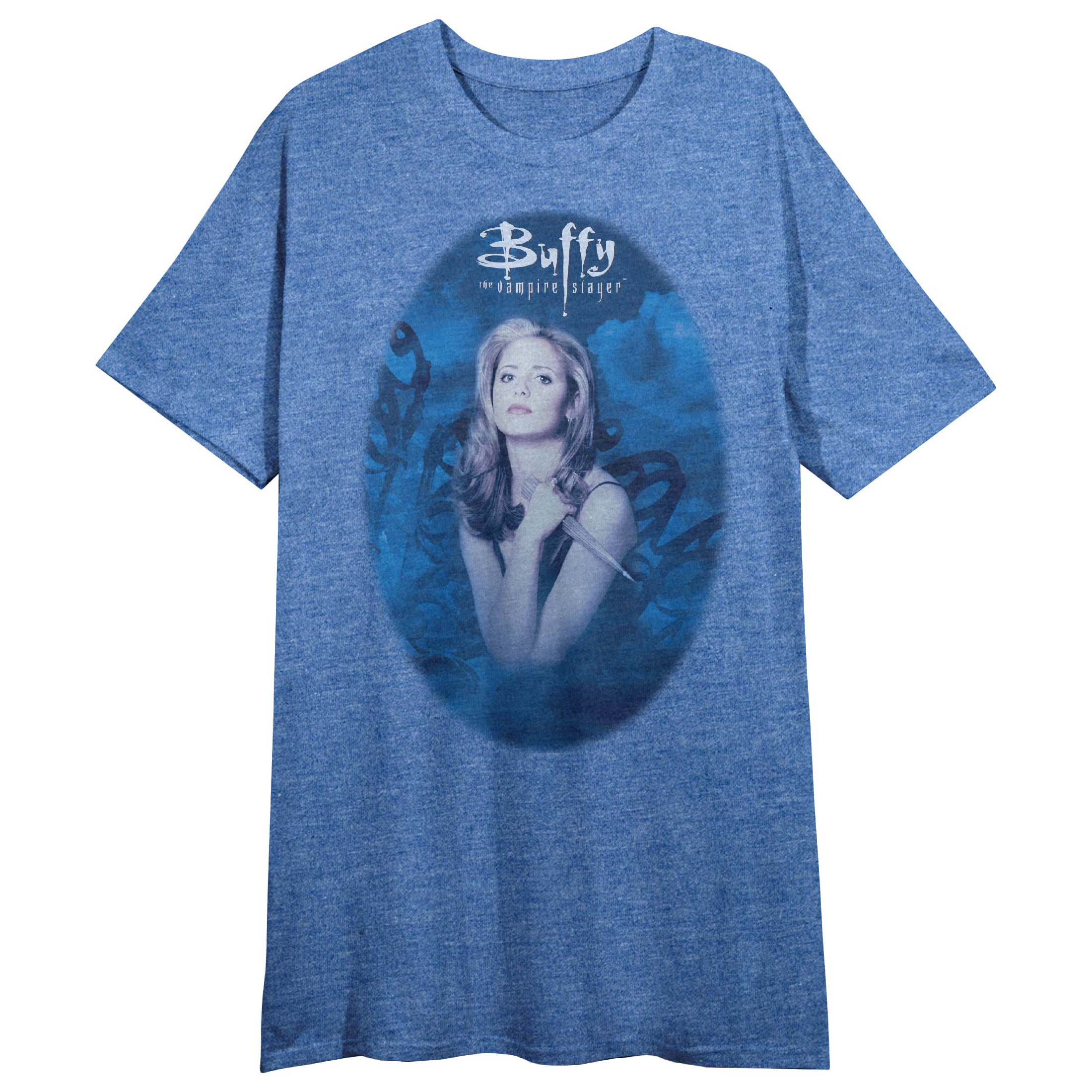 Buffy The Vampire Slayer Buffy Crew Neck Short Sleeve Blue Heather ...
