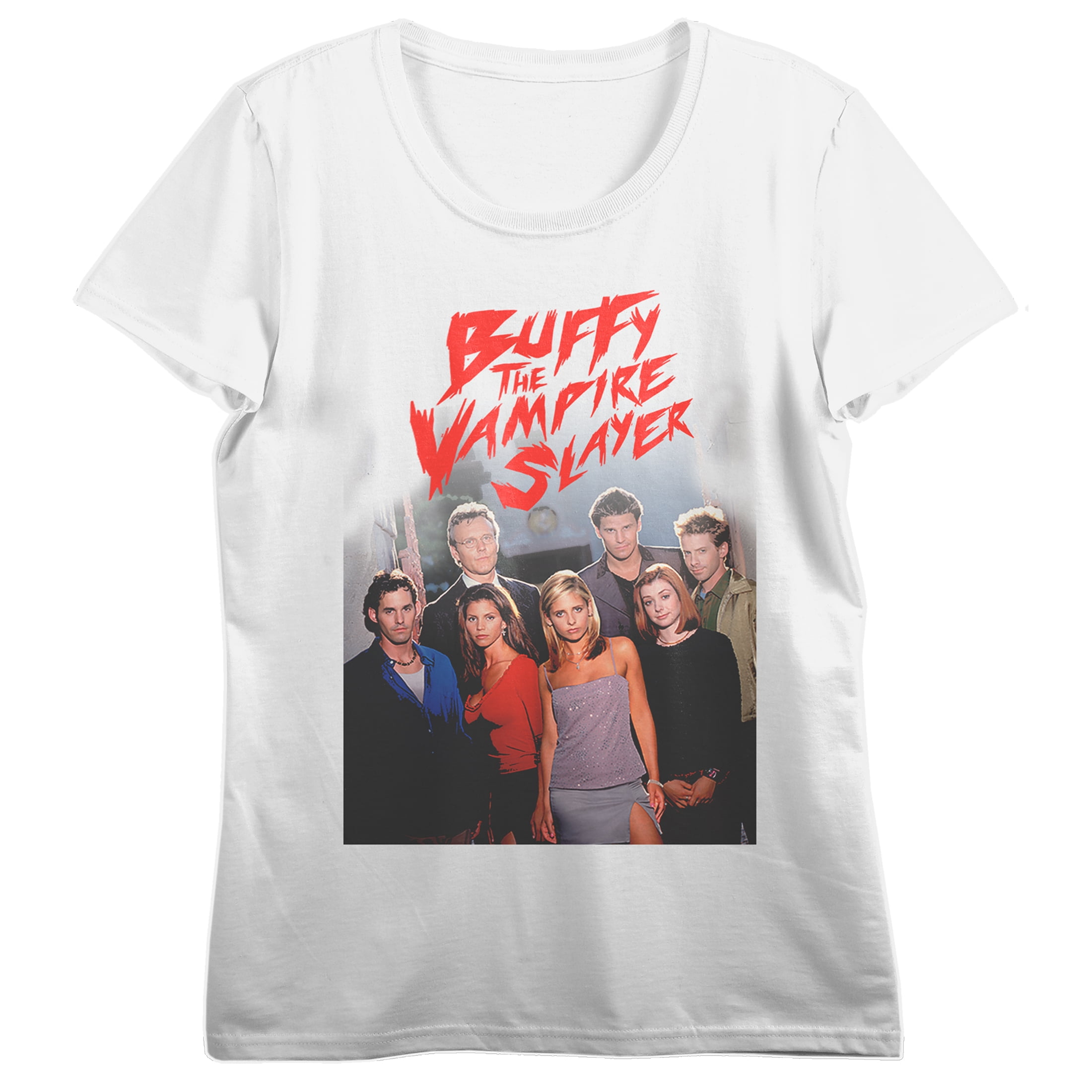 Buffy the Vampire Slayer Character Group Women's White Short Sleeve ...