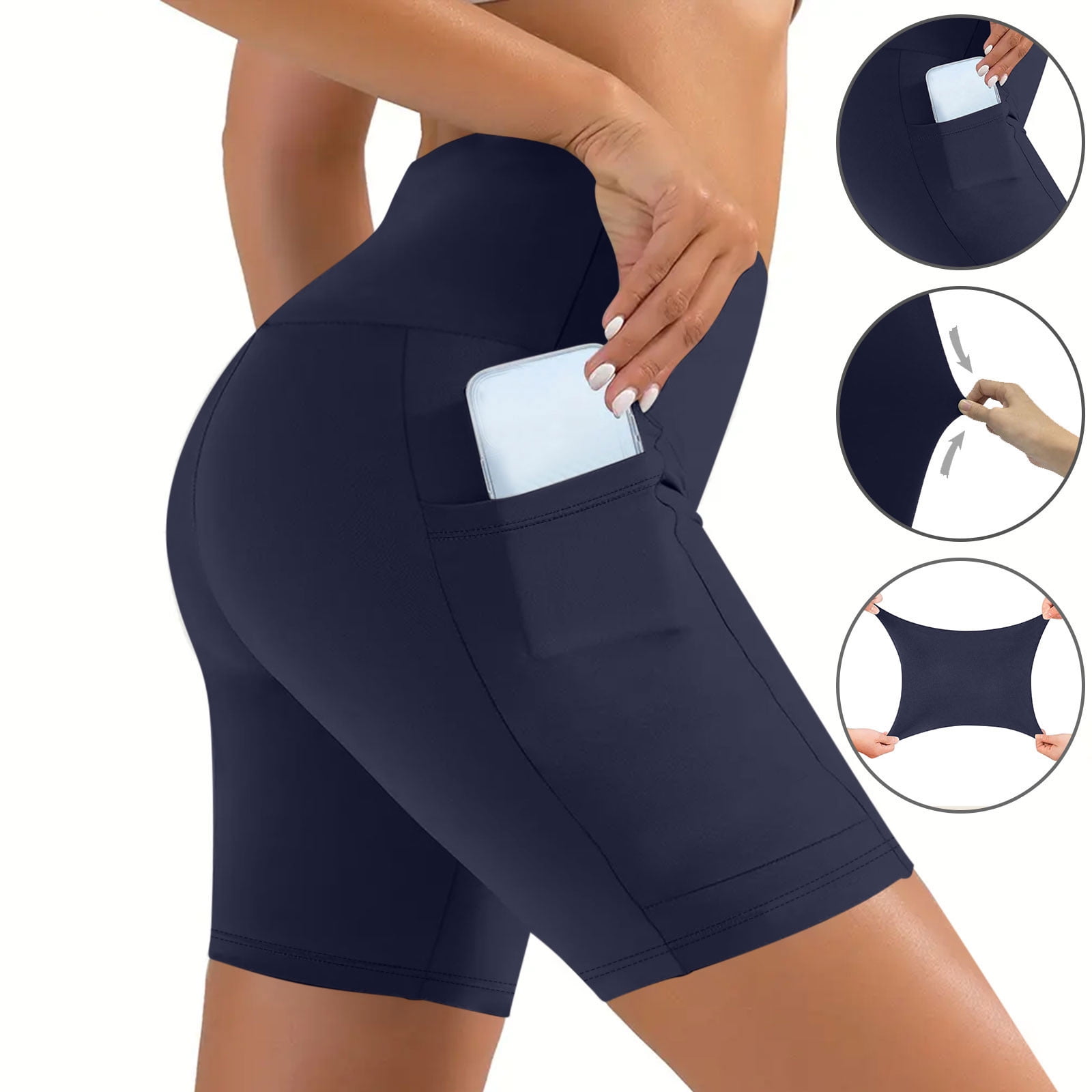 Bufgaceh Tummy Control Biker Shorts for Women with Pockets Super ...