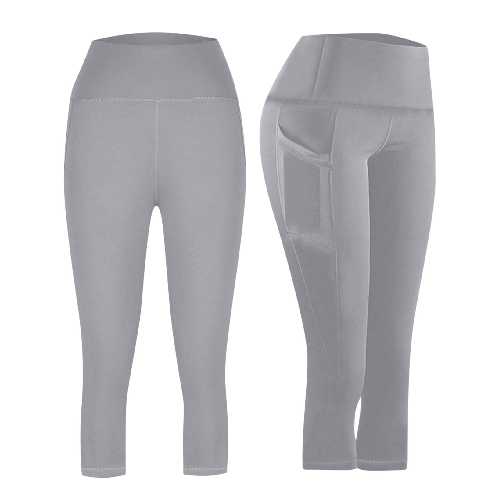 Bufgaceh Womenss Capri Leggings with Pockets High Waisted Cropped Pants ...