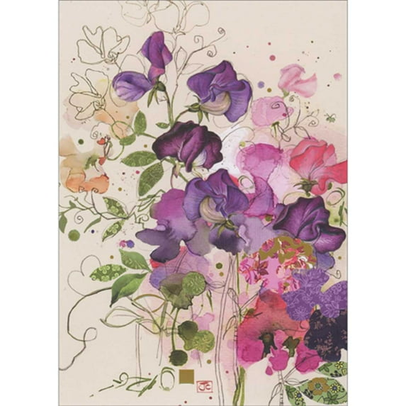Bug Art Purple and Pink Sweet Peas Blank Note Card - Walmart.com
