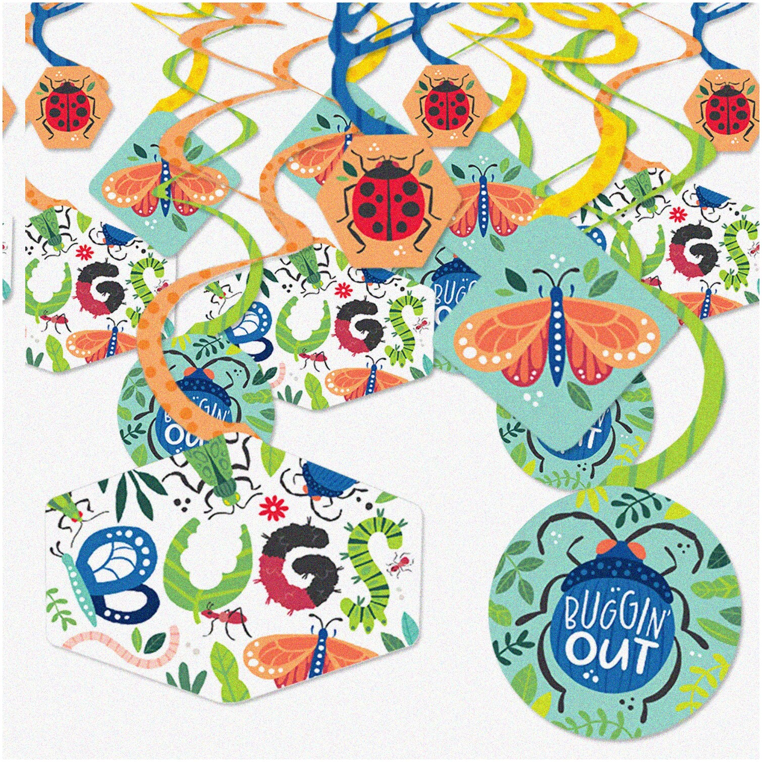 Bug Bash Birthday Party Hanging Decor - 40 Bug Themed Swirls - Walmart.com