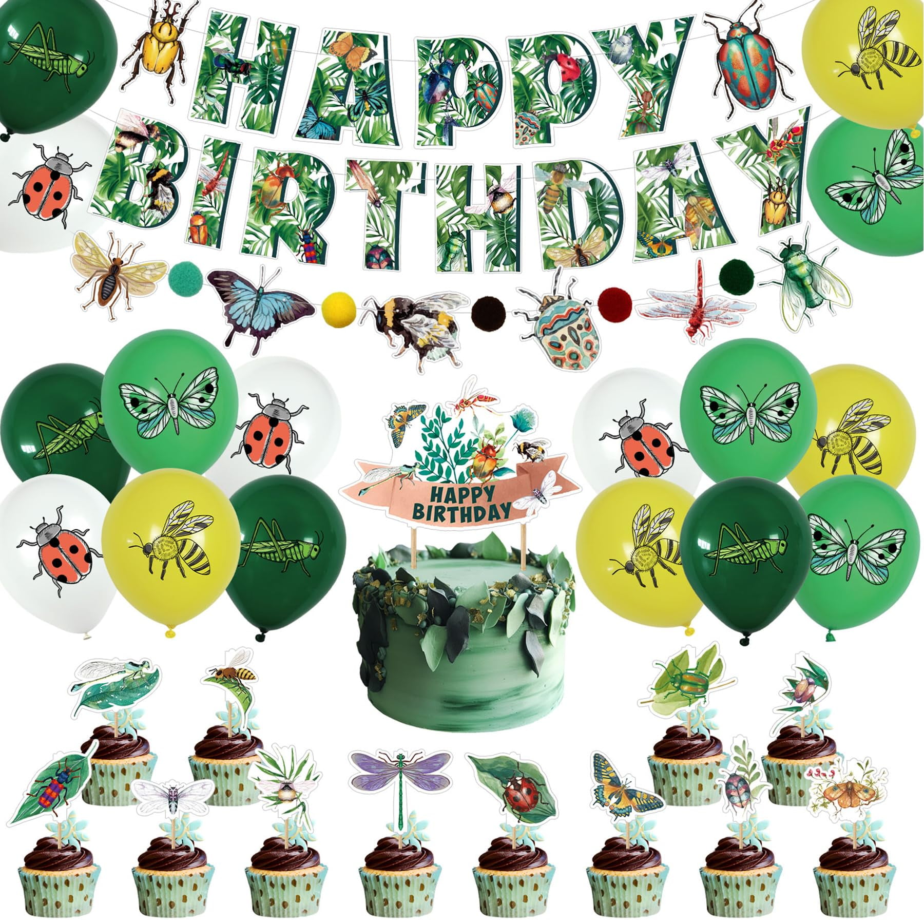 Bug Birthday Party Supplies OIF8 Insect Party Decorations Include HAPPY ...